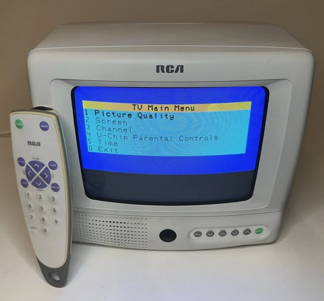 RCA CRT TV 9" Inch Model E09344 Tested Working w/ Remote White VTG $89. ...