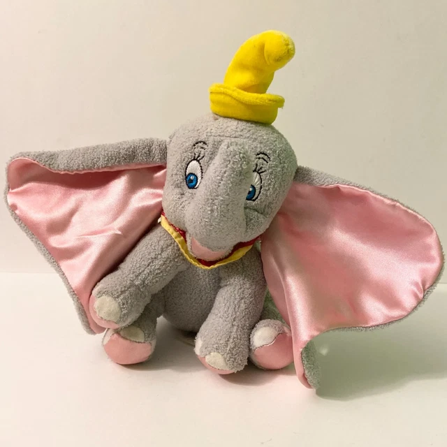 DISNEY PLUSH DUMBO Grey Pink Satin Ears Elephant 8 Inch Plush Stuffed ...