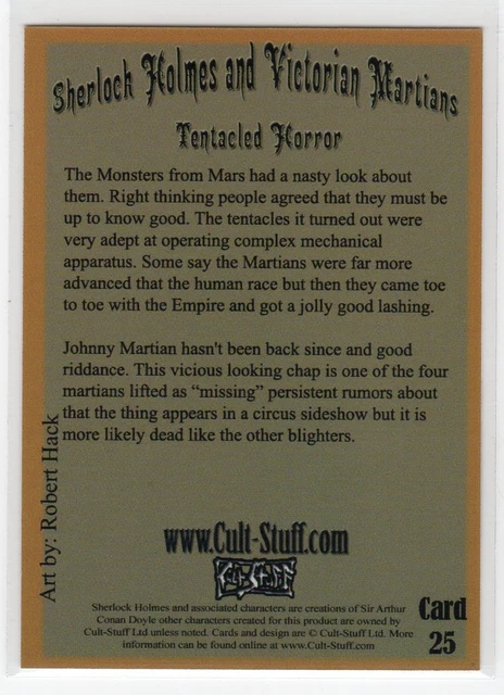SHERLOCK HOLMES AND Victorian Martians Card 25 Tentacled Horror Cult ...