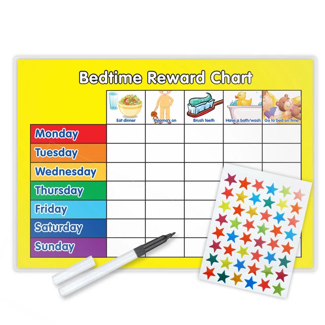 BEDTIME ROUTINE REWARD Chart Magnetic Available With Free Pen & Star ...