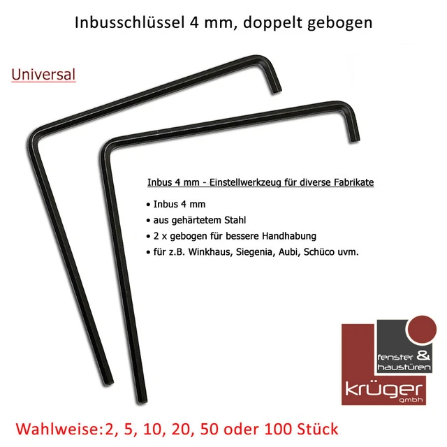 INBUS EINSTELLSCHLÜSSEL 4 mm für Balkon und Fenstertüren - doppelt ...