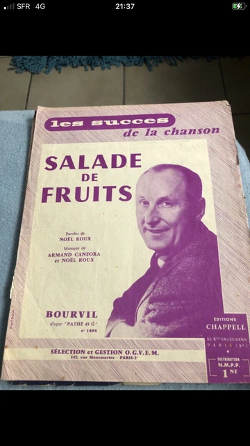 PARTITION LES SUCCÈS De La Chanson Bourvil Salade De Fruits EUR 3,00 ...