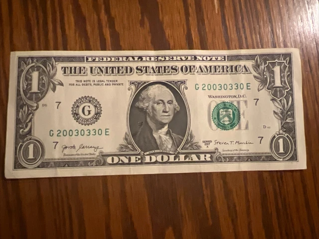 TRINARY BIRTHDAY $1 One Dollar Bill G20030330E Fancy Serial Number 2017 ...