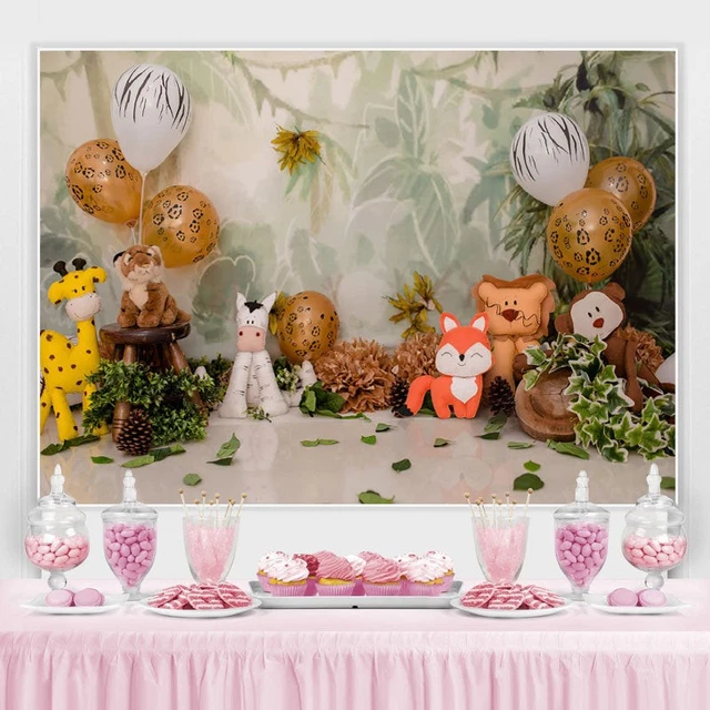 ANIMALS BALLOON GREEN Leaves Backdrop for Birthday Party $37.90 ...