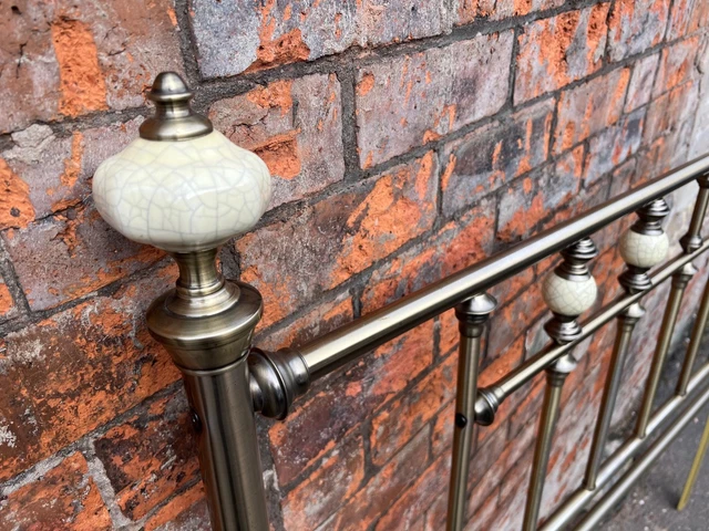 KING SIZE - Metal Bed Head Frame With Ceramic Top Caps £89.10 - PicClick UK