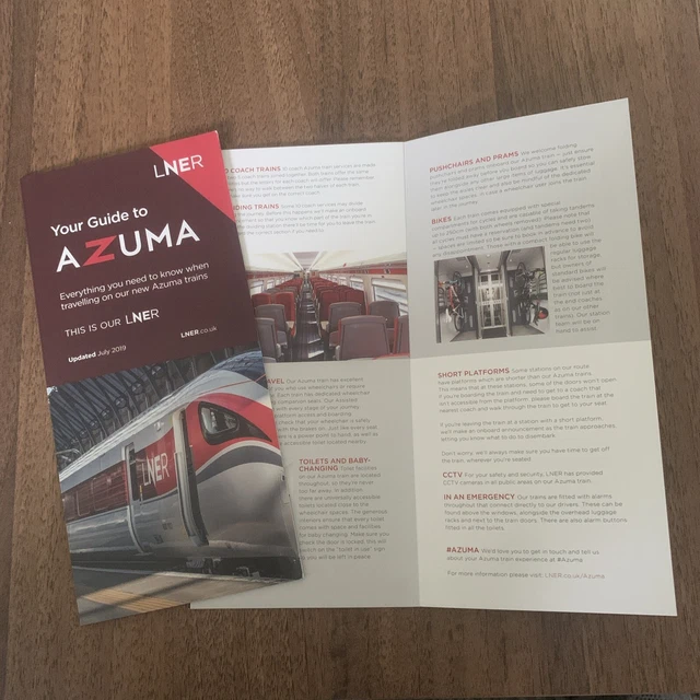 LNER AZUMA(INTERCITY EXPRESS Train) "Your Guide to Azuma" leaflet July 2019 rev $4.01 - PicClick CA