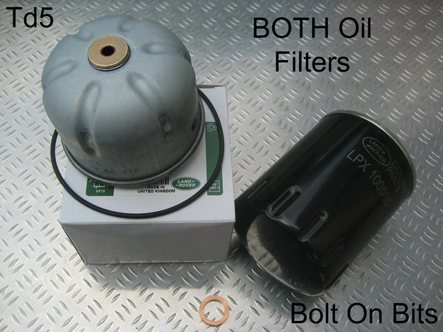 GENUINE DEFENDER/DISCOVERY TD5 BOTH Oil Filters & Sump Plug Washer 1998 ...