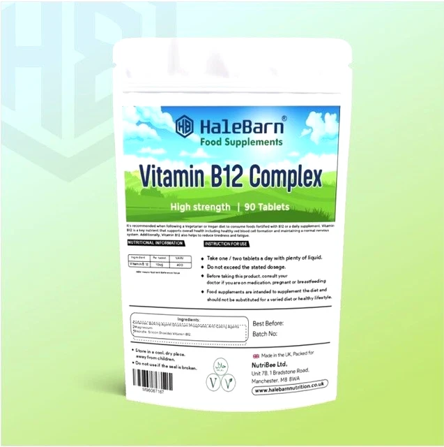 VITAMIN B12 COMPLEX Tablets High Strength 90 Tablets-1000mcg Dual Power ...