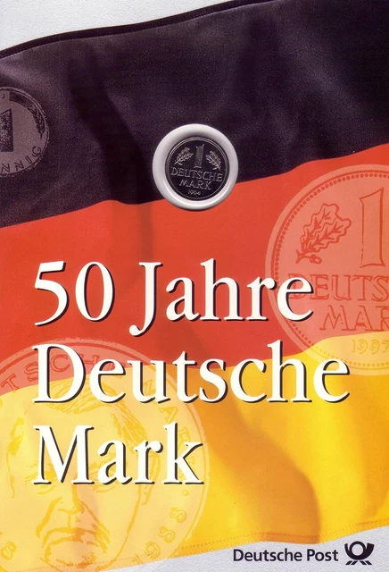NUMIS COMMEMORATIVE SHEET 50 years of Deutsche Mark 1998 with 1-DM coin ...