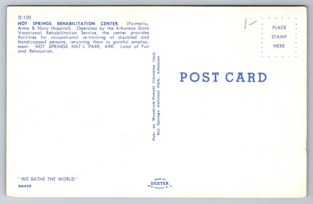 HOT SPRINGS REHABILITATION Center National Park Arkansas Vintage ...