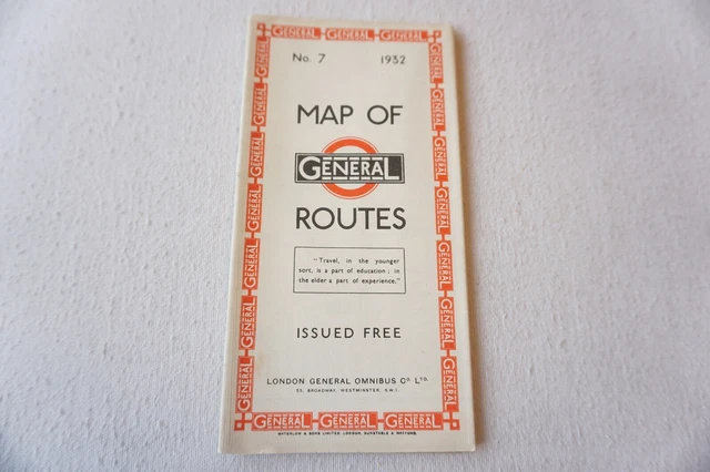 1932 NO. 7 Map of London General Bus Routes London Underground VGC £31. ...