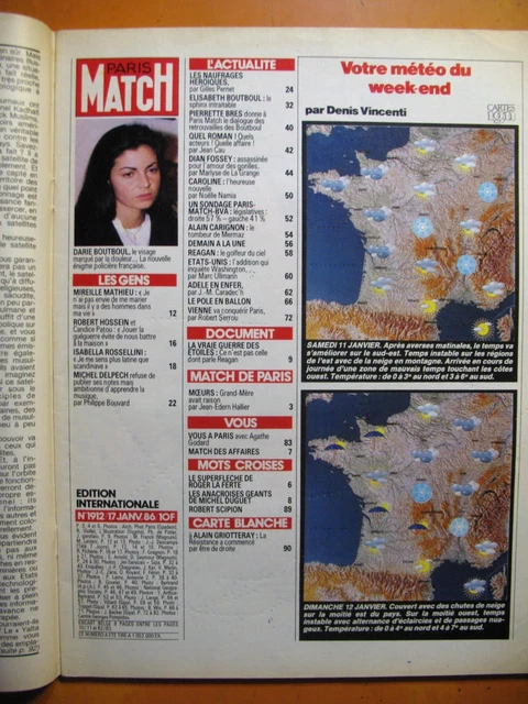 PARIS MATCH N° 1912 du 17/01/1986- Darie Boutboul. Le naufrage du ...