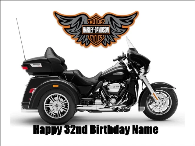 HARLEY DAVIDSON TRI Glide Edible Cake Topper Icing Birthday Cake ...