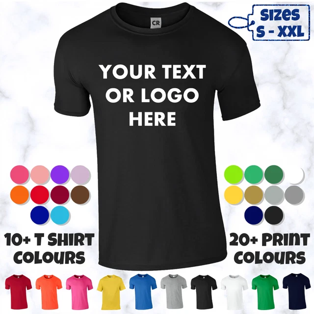 MENS PERSONALISED T Shirt - Name, Logo, Text - Your Custom Design Top ...