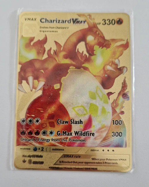CHARIZARD VMAX GOLD Pokemon Solid Metal Collectable Card EUR 1,16 ...