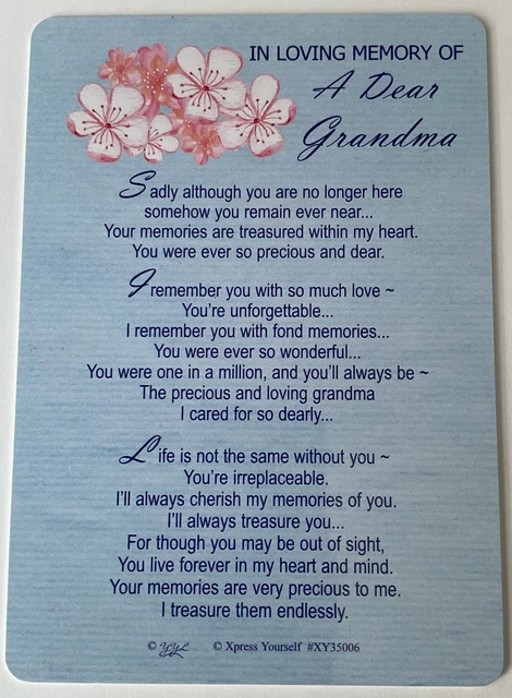 IN LOVING MEMORY Of A Dear Grandma Graveside Card 15 X 10.5Cm £2.61 ...