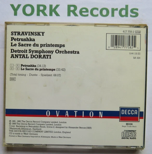 STRAVINSKY - PETRUSHKA / Le Sacre du Printemps DORATI Detroit SO - Ex ...