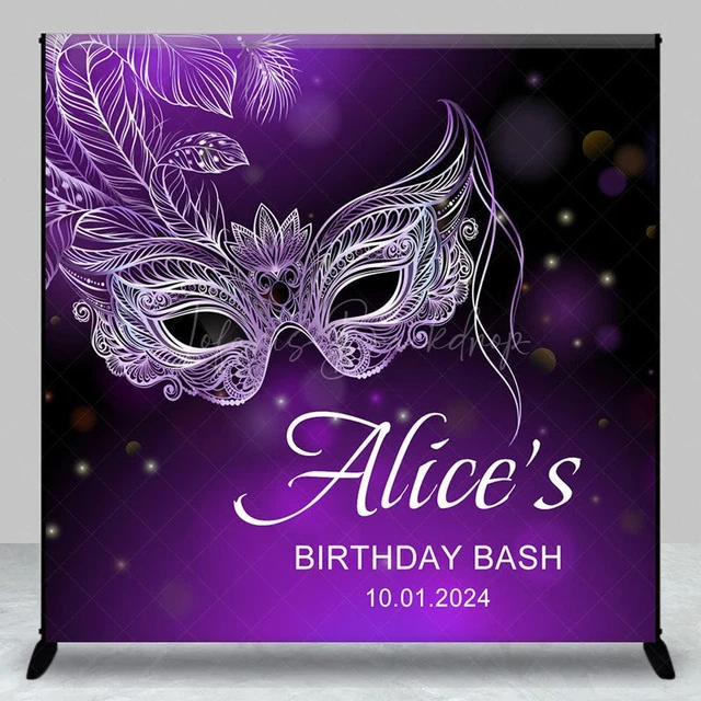 CUSTOM PURPLE MASK Masquerade Birthday Bash Backdrop $36.09 - PicClick AU