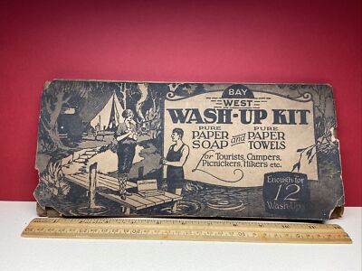 OLD ART DECO 1920 paper wash up kit camping Bay West Green Bay WI Wis £ ...