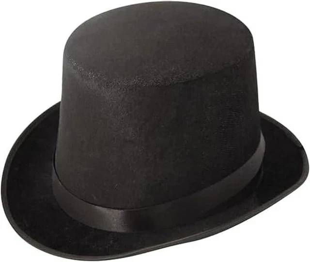 ADULT BLACK VELOUR Top Hat Magician,Victorian & Steampunk Style Fancy ...