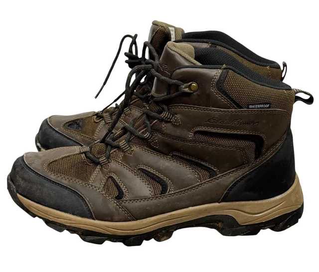 EDDIE BAUER HIKING Boots Men 12 Fairmont Waterproof Brown Leather ...