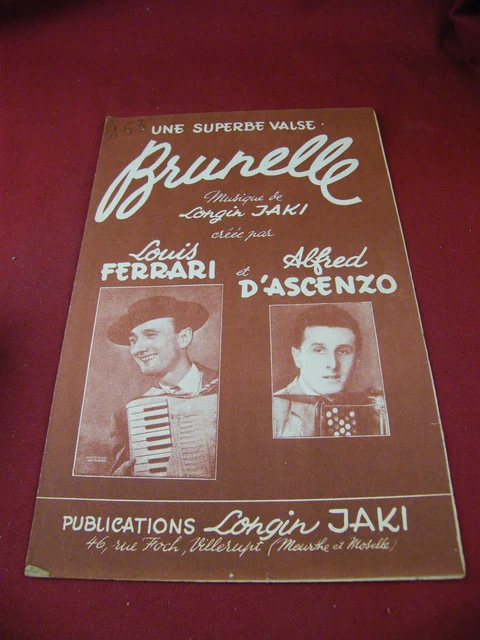 &PARTITURA BRUNELLE LONGIN Jaki Louis Ferrari Alfred de D'Ascenzo " EUR ...