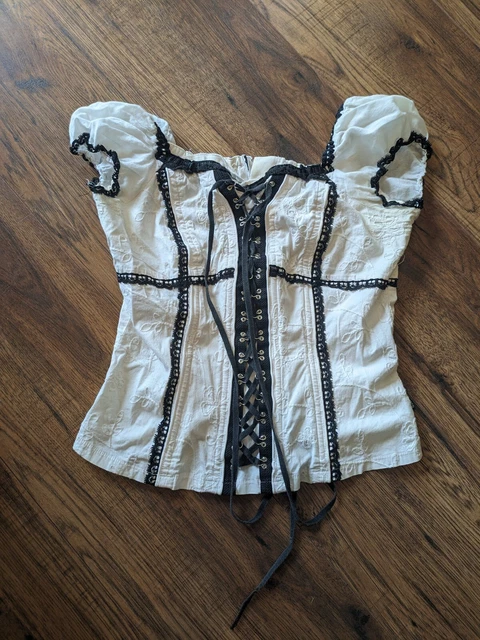 RARE VINTAGE 90'S Goth TRIPP NYC Milkmaid Corset Top In White And Black ...