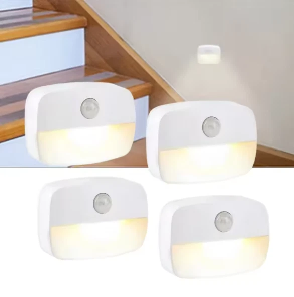 MOTION SENSOR LIGHT Indoor LED Night Light Stick on Nightlight Battery ...