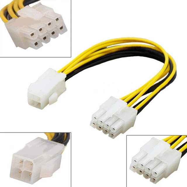 4-PIN TO 8-PIN ATX Motherboard CPU Power Supply Adapter Converter ...