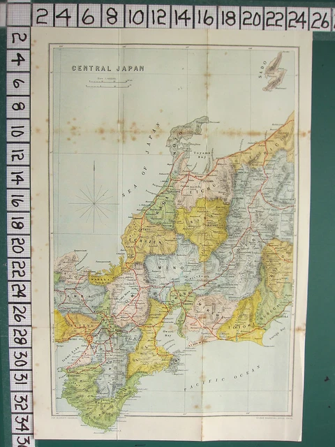 1913 JAPAN JAPANESE Tourist Map ~ Central Japan ~ Omi Wakayama Kishu ...