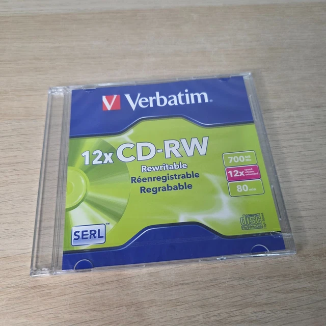 VERBATIM CD-RW 12X 700MB 800 Min Blank Disc Rewritable Brand New Sealed ...