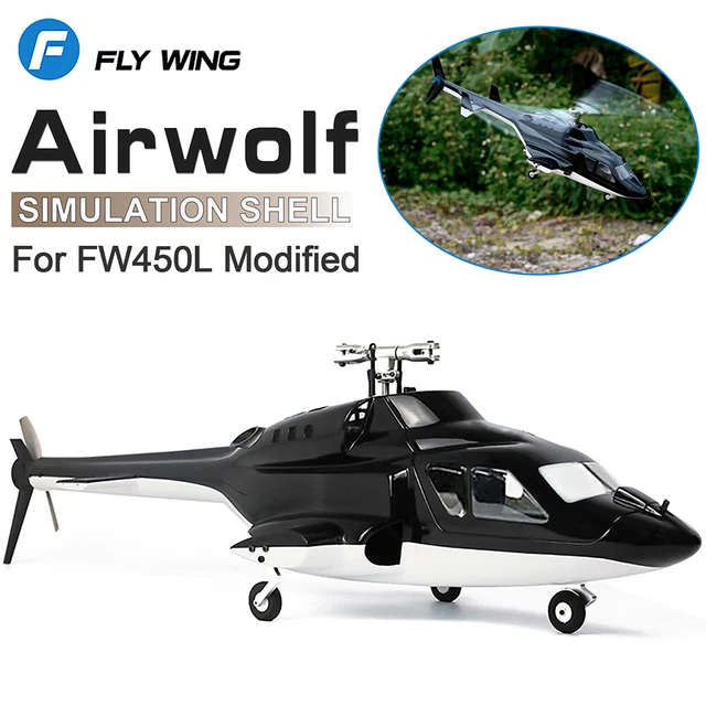 FLY WING FW450L Airwolf Helicopter Fuselage Shell Simulation Canopy RC ...