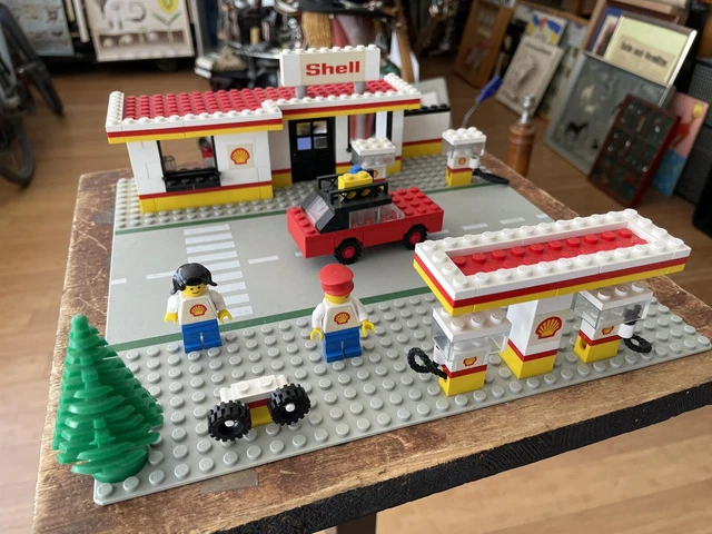 LEGO TANKSTELLE 377 Shell Service Station 70er Jahre komplett, mit 2 ...