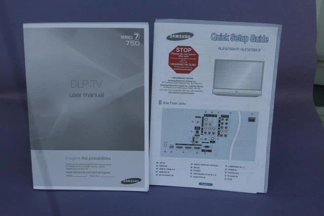 SAMSUNG DLP TV User Manual/Quick Setup Guide - HL61A750A1F/HL67A750A1F ...