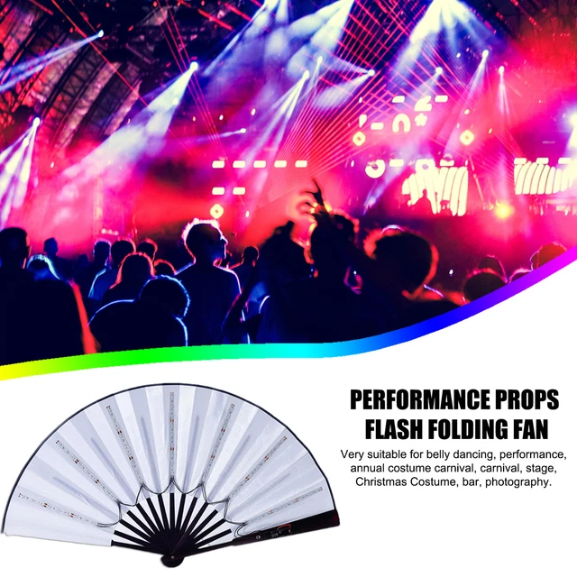 PARTY RAVE FAN LED Glowing Colorful Chinese Hand Held Folding Fan w ...