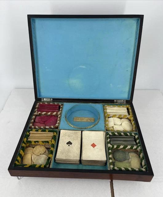 ANCIENNE BOITE DE jetons en os couleur + Jeux de Carte Napoléon III ...