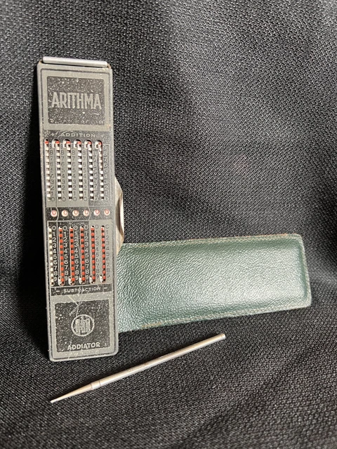 VINTAGE ARITHMA ADDIATOR Adding Machine Calculator With Case And Stylus ...
