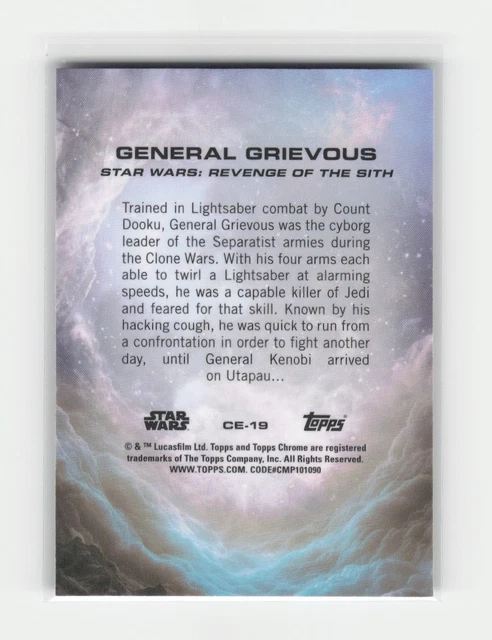 2025 TOPPS CHROME Star Wars #CE-19 General Grievous Costco Exclusive $1 ...
