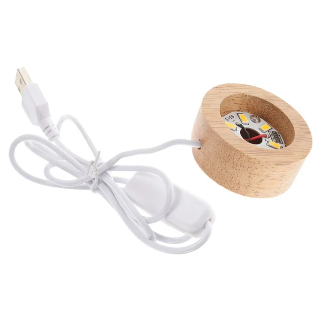 LED WOOD BASE Lighted Mini Round Display Stand for Crystal Ball Art ...