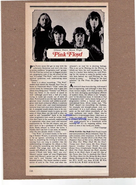 1979 PINK FLOYD "The Wall" Classic Album Review Vintage Photo Article ...