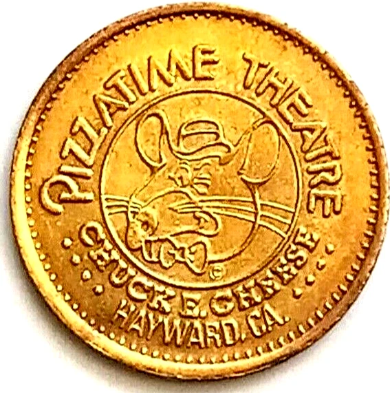 CHUCK E CHEESE Pizza Token 1981 Hayward Ca Pizza Time Theatre Arcade ...