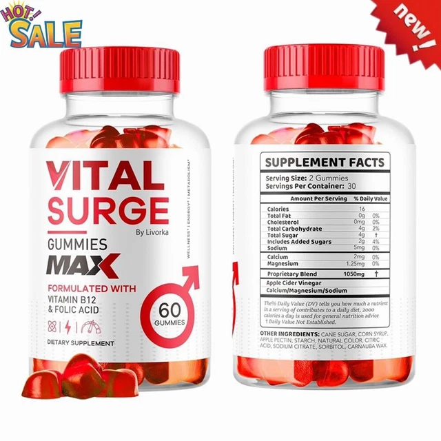 VITAL SURGE MALE Gummies, 60pcs Testo Support Gummys for Men (1 Pack ...