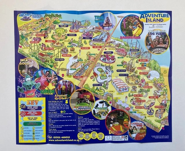 ADVENTURE ISLAND SOUTHEND Theme Park 2002 Park Map Leaflet. Fairground ...