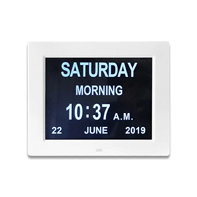 8& IPS DIGITAL Clock Calendar with Date Day Reminder 12H 24H 2 Modes ...