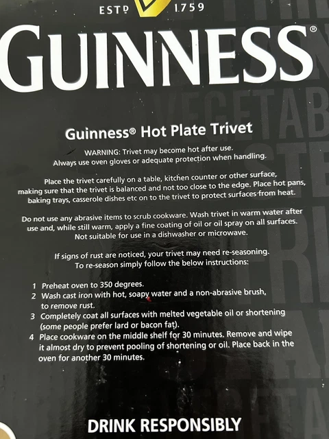 GUINNESS TOUCAN HOT Plate Cast Iron Trivet for Hot Dishes £26.70 ...