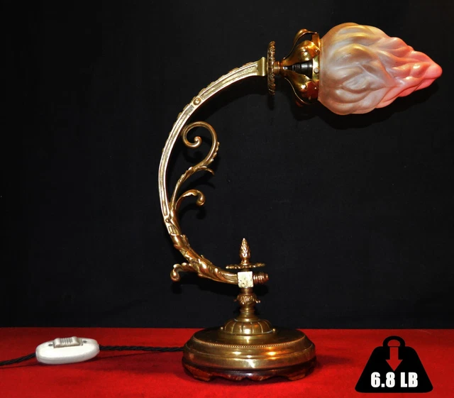 VICTORIAN ART NOUVEAU C-1830 bronze WAS Benson style desk lamp Torch ...