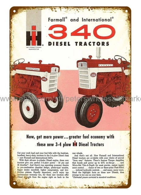 ART IMAGES 1960 Farmall and IH 340 Diesels tractor farm equipment metal tin sign £14.04 ...