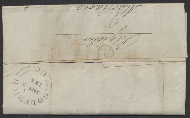 1855 SFL HARPURHEY (Huron) Manuscript Postmark on SFL to Goderich ...
