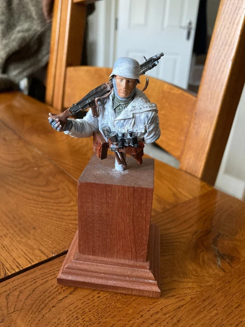 120MM SCALE PANZER grenadier bust WW2 painted and mounted on plinth. £9 ...