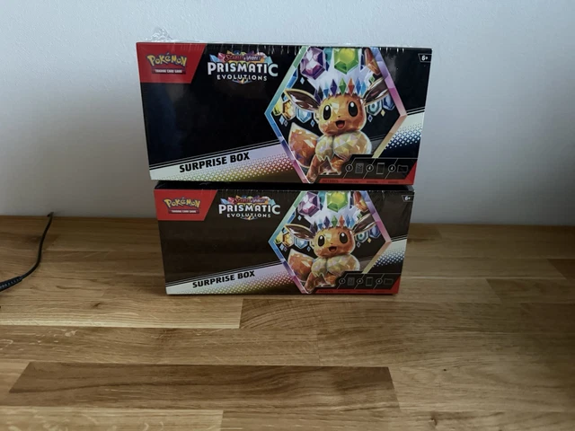POKÉMON TCG: SCARLET & Violet-Prismatic Evolutions Surprise Box IN HAND x 2 EUR 109,09 - PicClick IT